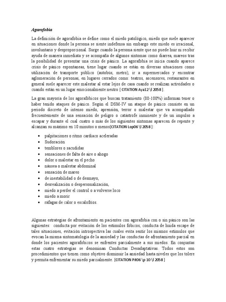 Agarofobia | PDF | Desorden de ansiedad social | Agorafobia