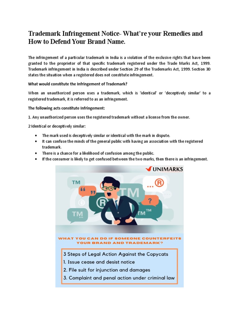 Trademark Infringement Notice-What're Your Remedies and How To Defend ...