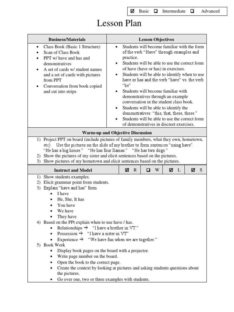 Lesson Plan: Business/Materials Lesson Objectives | PDF | Semiotics ...