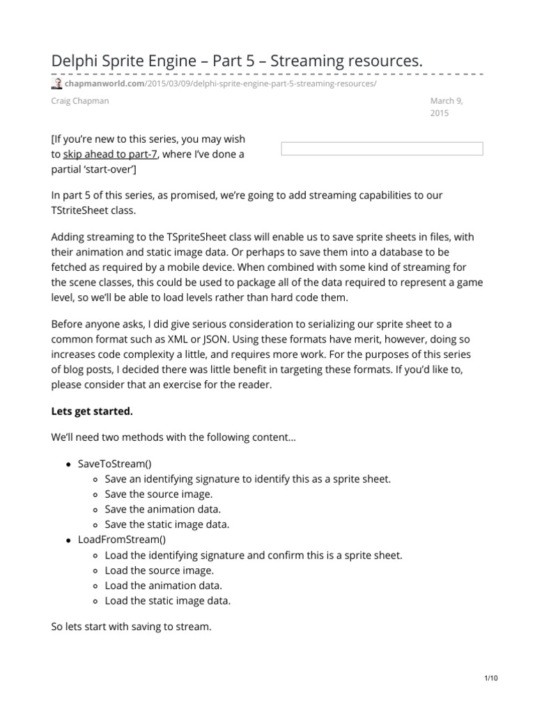 Delphi Sprite Engine Part 5 Streaming Resources | PDF | Software Development | Computing