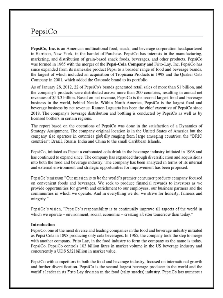 Pepsico: Pepsico, Inc. Is An American Multinational Food, Snack, and ...