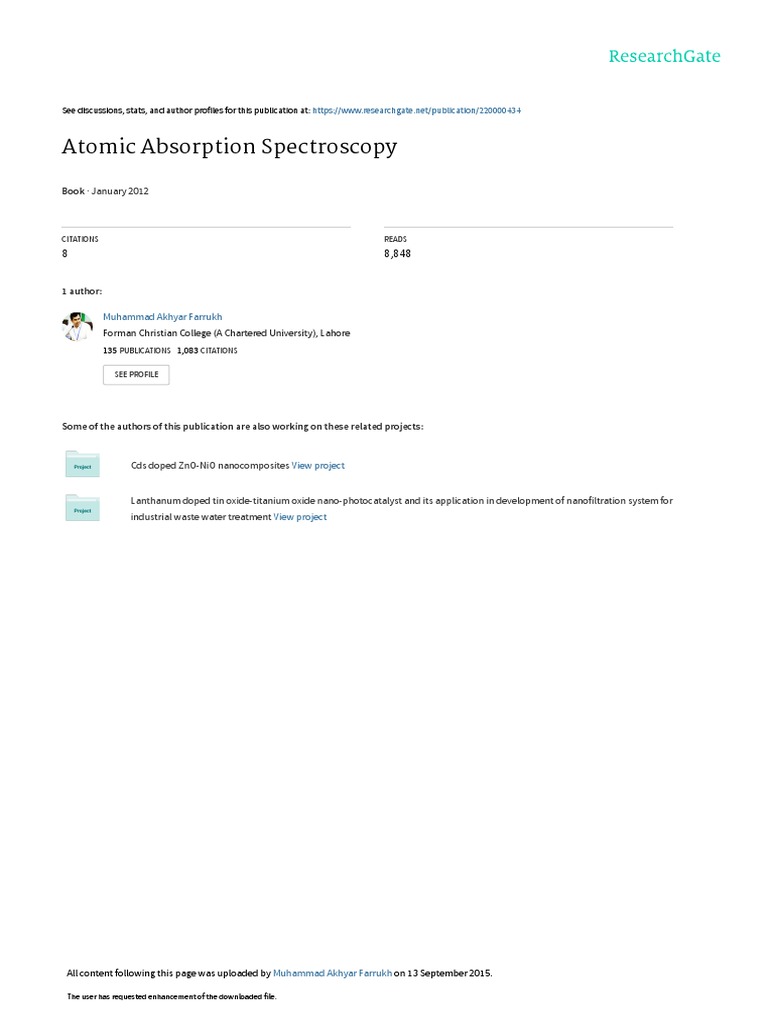 Atomic Absorption Spectros PDF | PDF | Atomic Absorption Spectroscopy | Atomic Orbital
