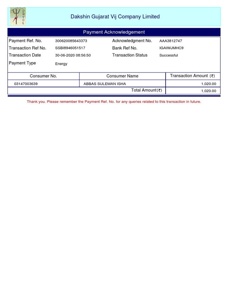 Energy Bill Payment Confirmation | PDF | Finance & Money Management