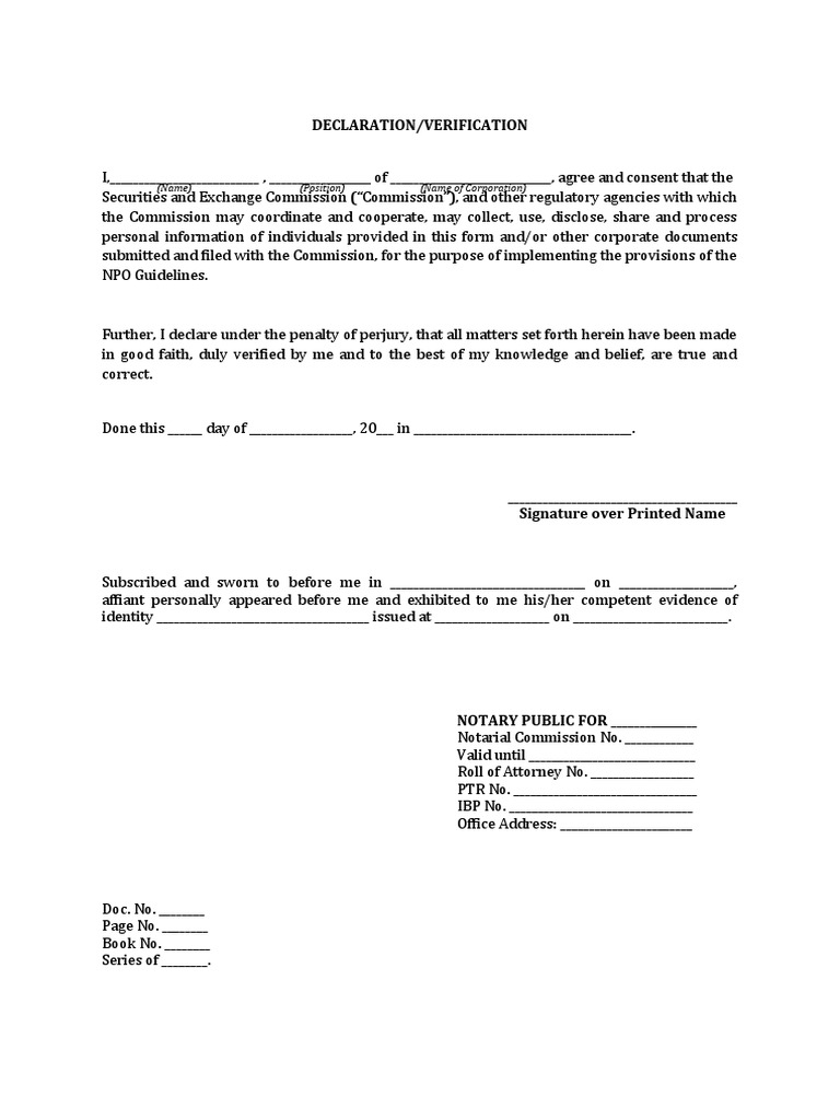 NPO Guidelines Declaration Form | PDF