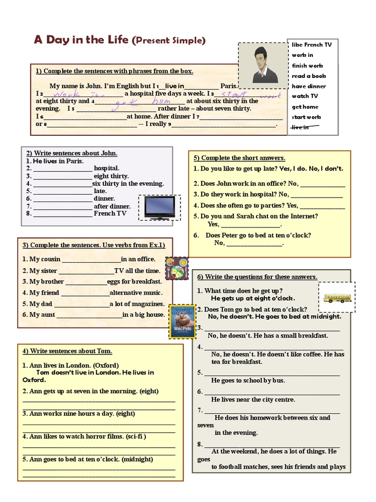 A-Day-In-The-Life-Grammar-Drills-Information-Gap-Activities-Oneonone - 125863 2 PDF | PDF ...
