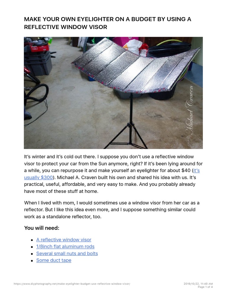 DIY Eyelighter from Window Visor | PDF | Screw | Equipment