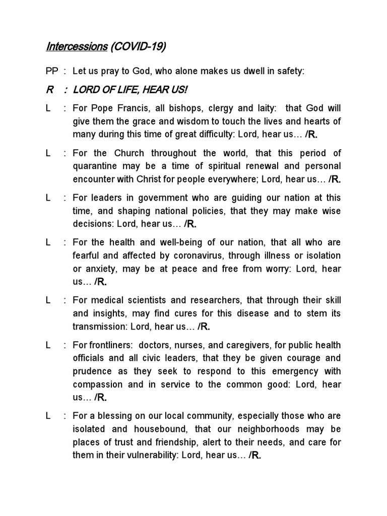 2020-03-28 Intercessions | PDF