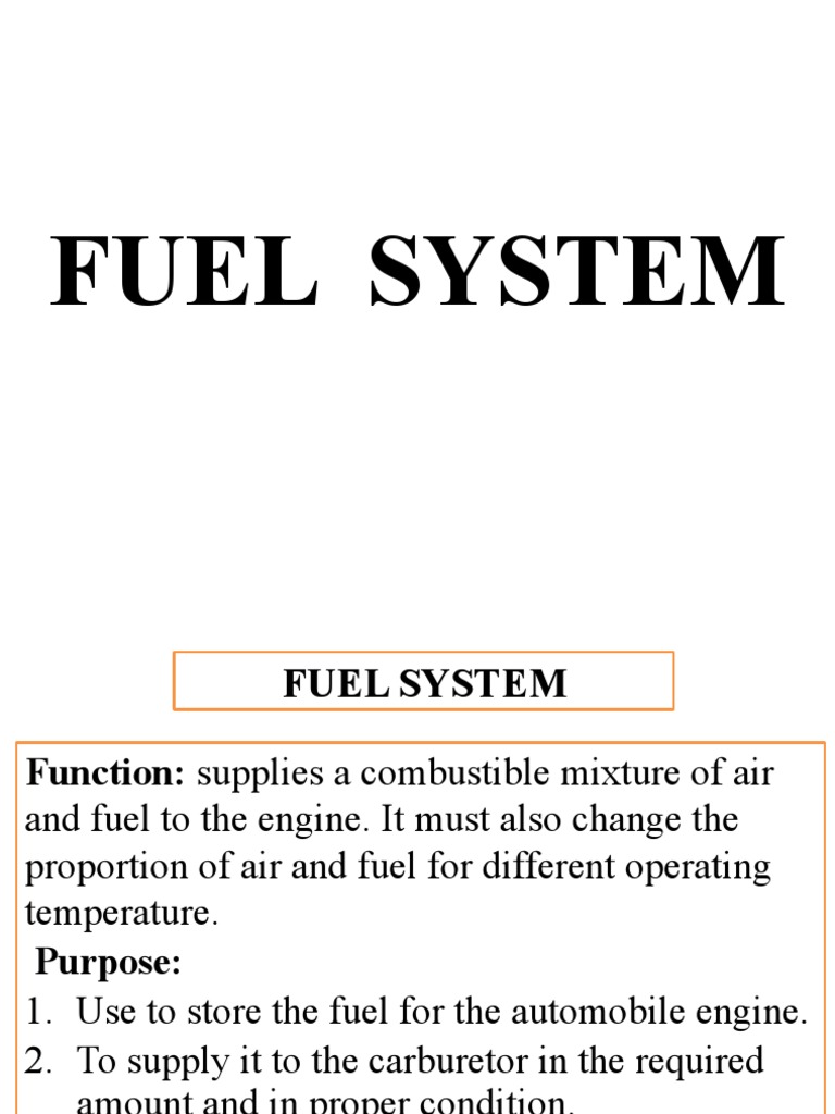 Fuel System | PDF | Carburetor | Chemical Energy Sources