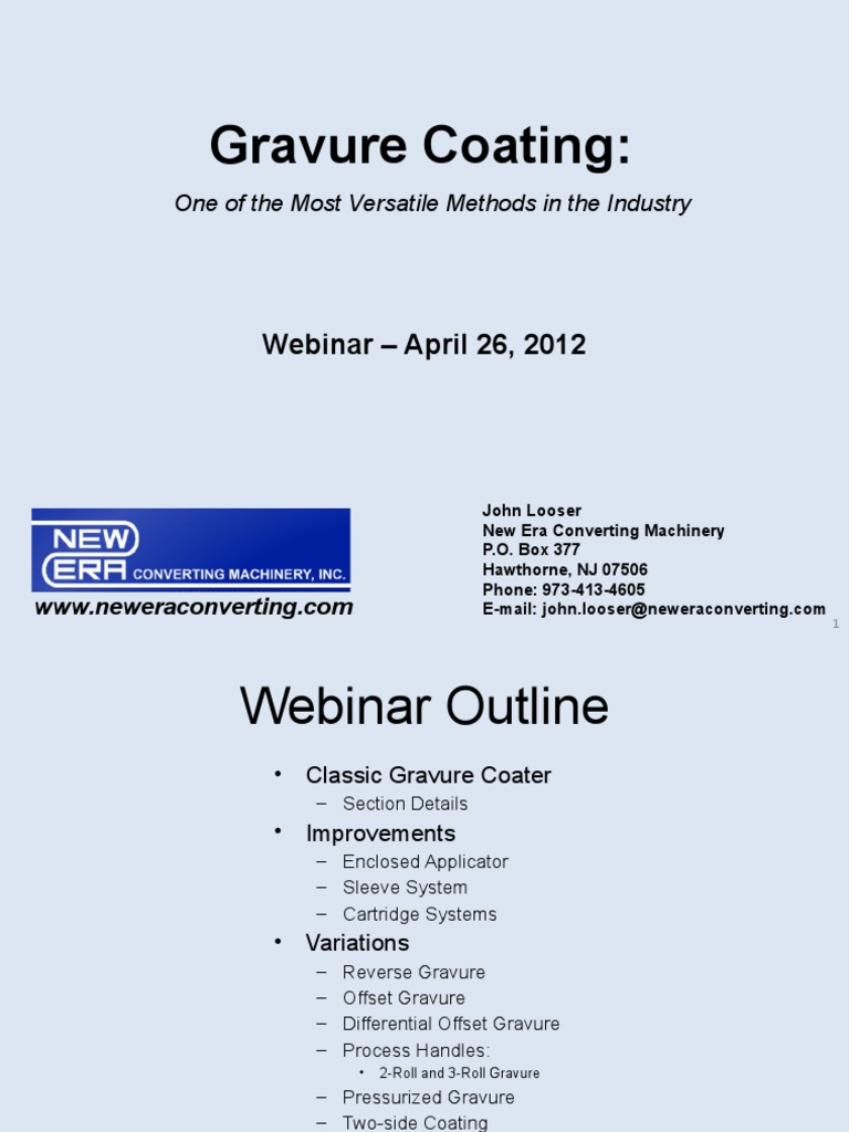 Gravure Coating:: Webinar - April 26, 2012 | PDF | Adhesive | Engraving