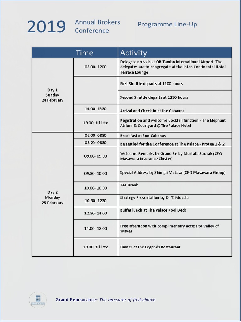 Programme Line Up Amended | PDF | Service Industries | Business