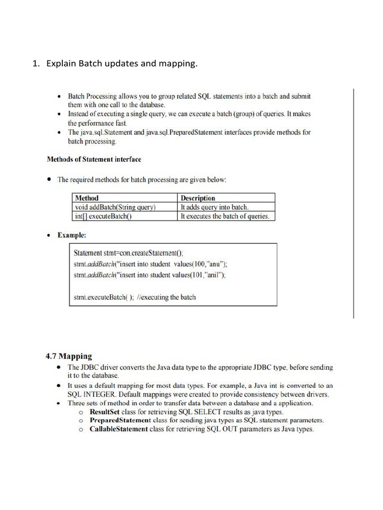 Explain Batch Updates and Mapping | PDF
