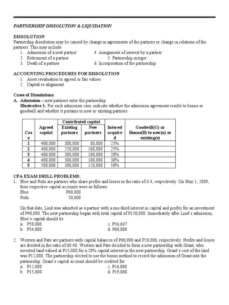 Partnership Dissolution & Liquidation | PDF | Balance Sheet | Partnership