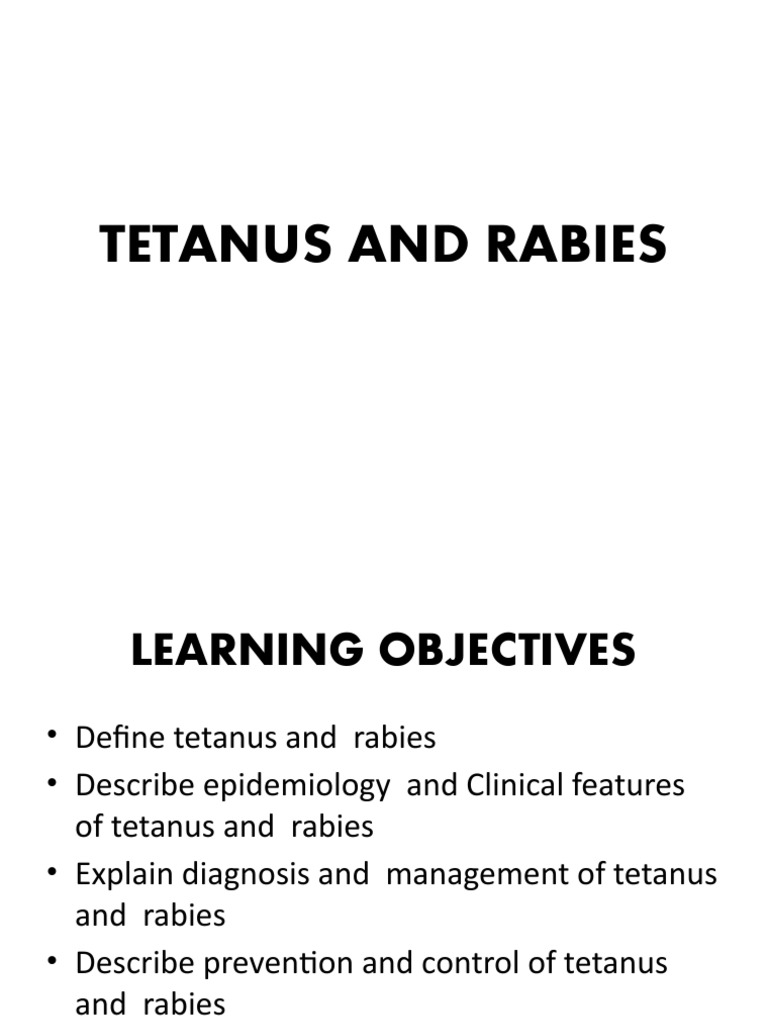 Session 24 Tetanus and Rabies | PDF | Rabies | Clinical Medicine