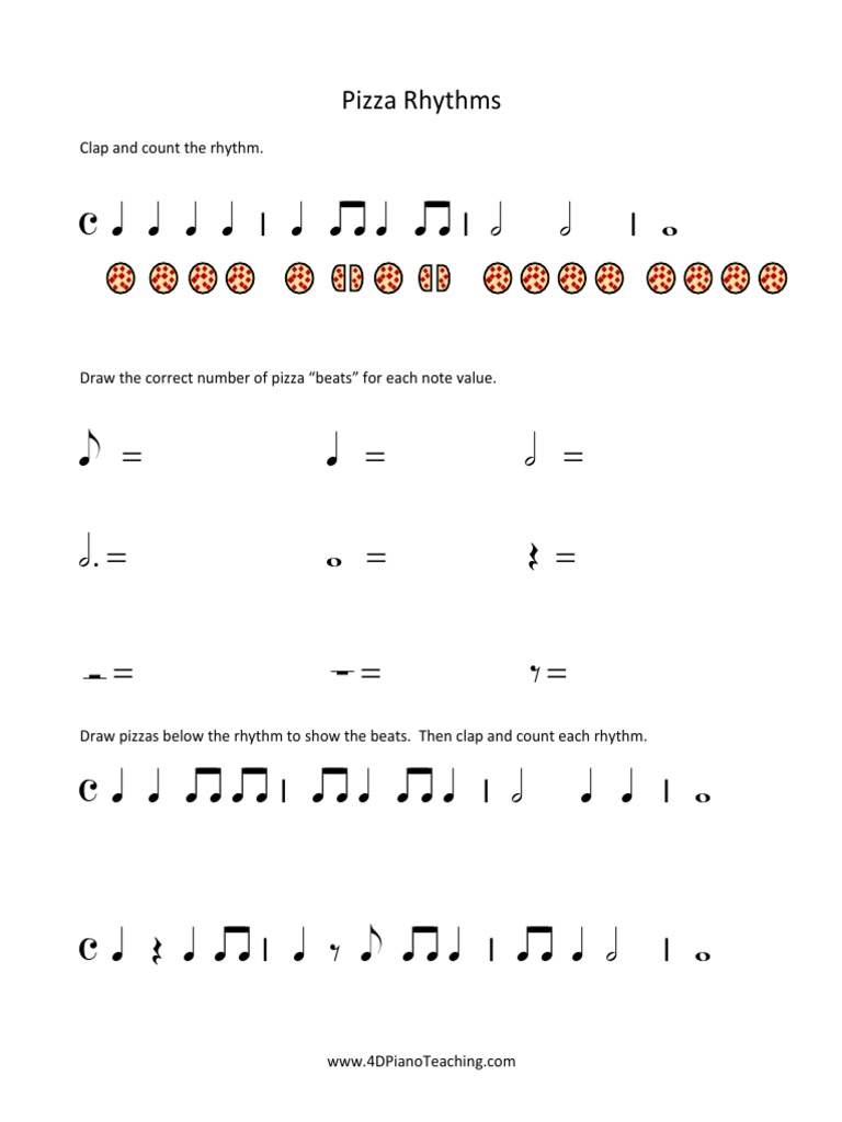Pizza Rhythms Worksheet 1