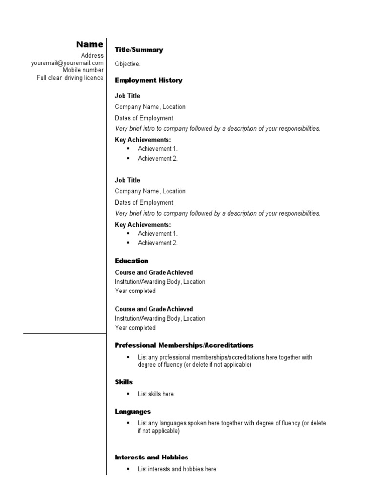 CV Template for Job Seekers in Myanmar | PDF