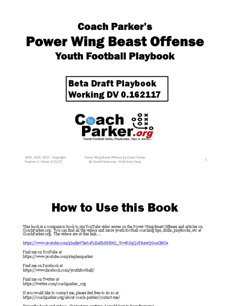 Coach Parker's Youth Football Playbook: Power Wing Beast Offense | PDF ...