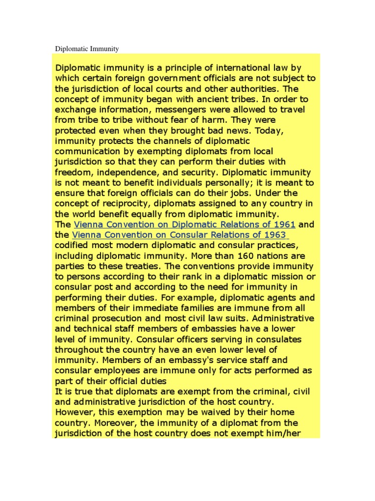 Diplomatic Immunity | Consul (Representative) | Diplomatic Mission