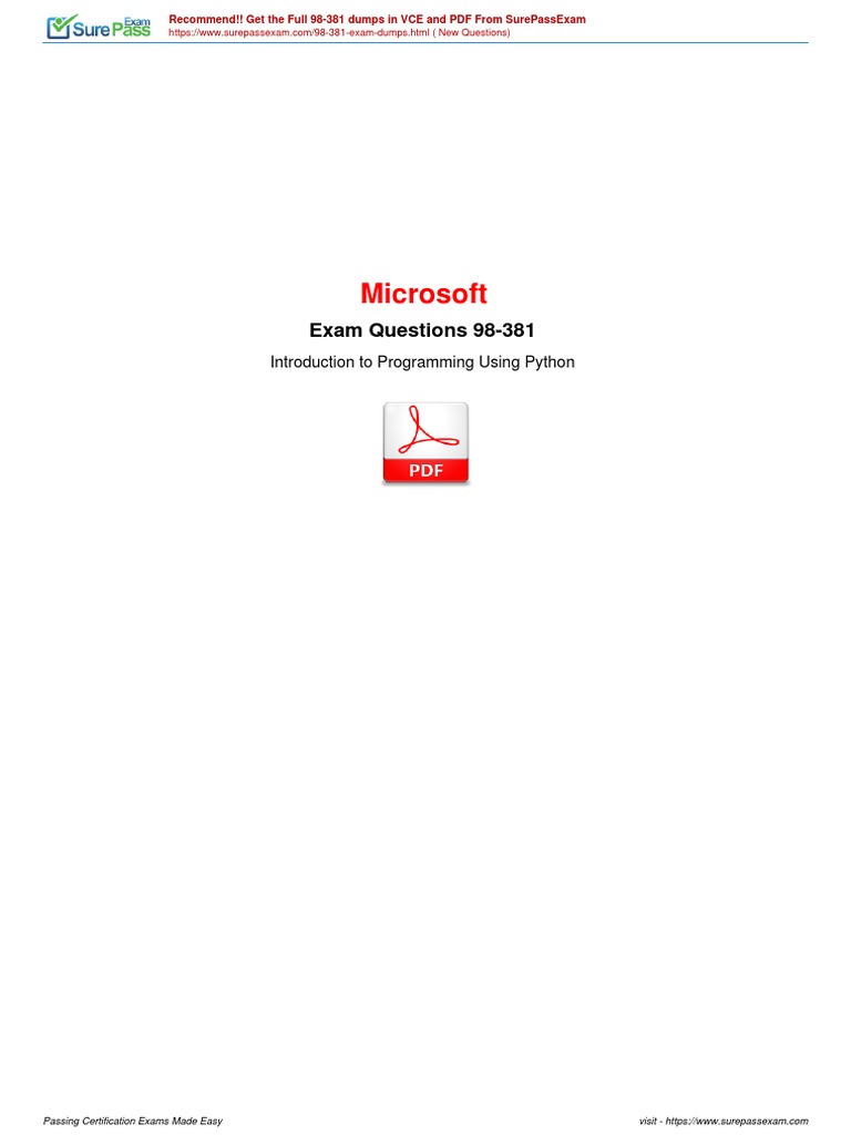 Microsoft: Exam Questions 98-381 | PDF | Test (Assessment) | Python ...