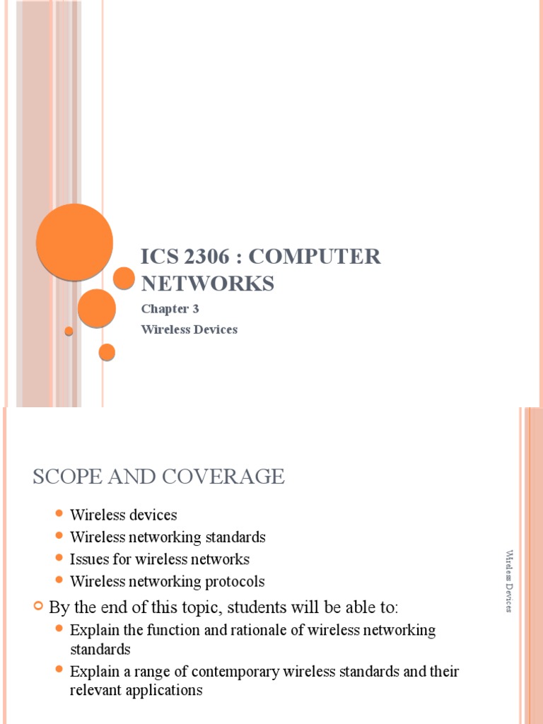Ics 2306: Computer Networks: Wireless Devices | PDF | Ieee 802.11 ...