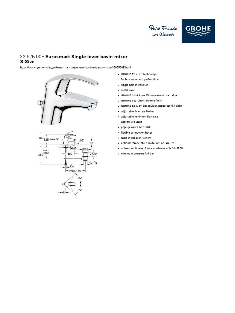 GROHE Specification Sheet 3292500E | PDF