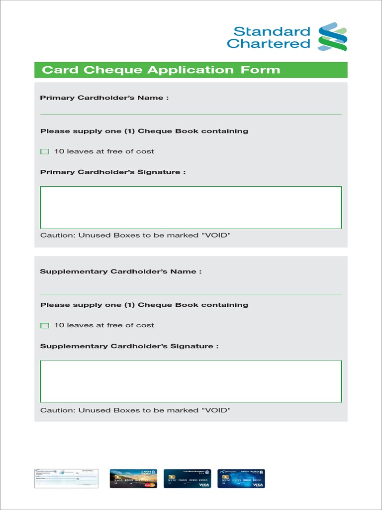 Card Cheque Application Form: Primary Cardholder's Name | PDF
