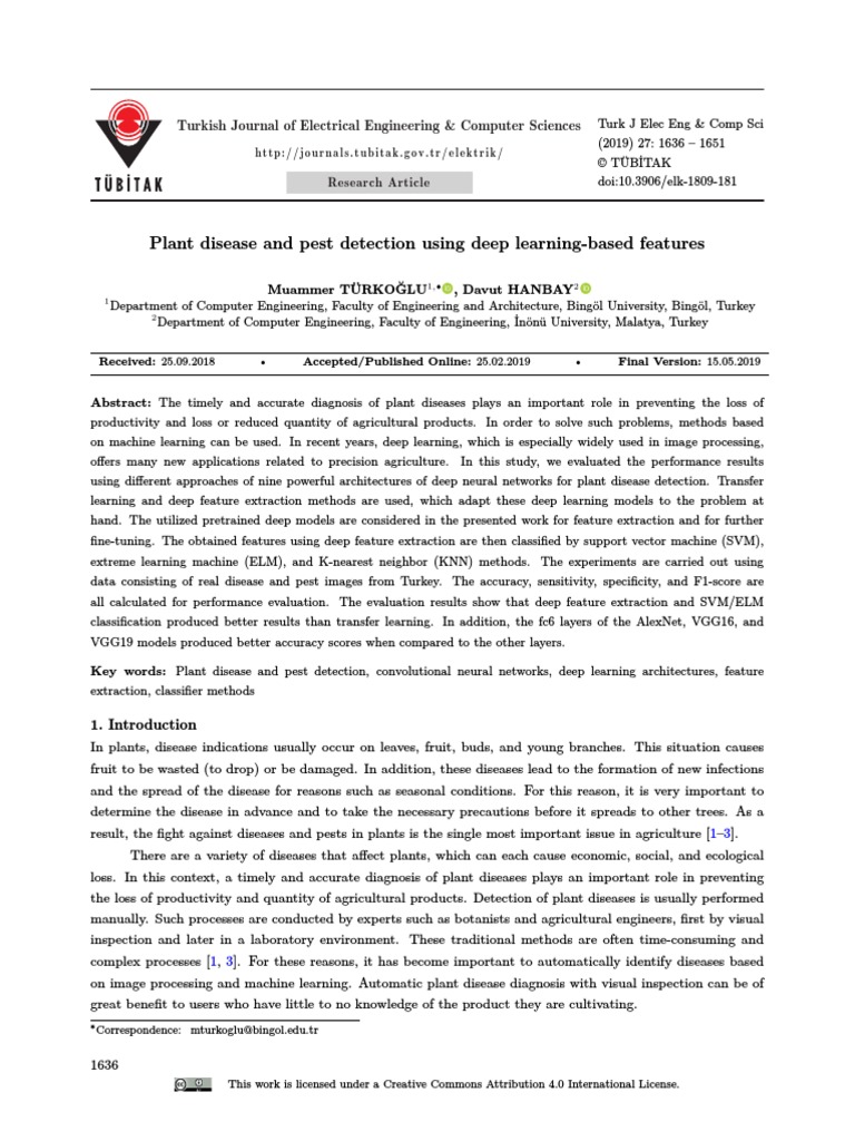 Plant Disease And Pest Detection Using Deep Learning Based Features