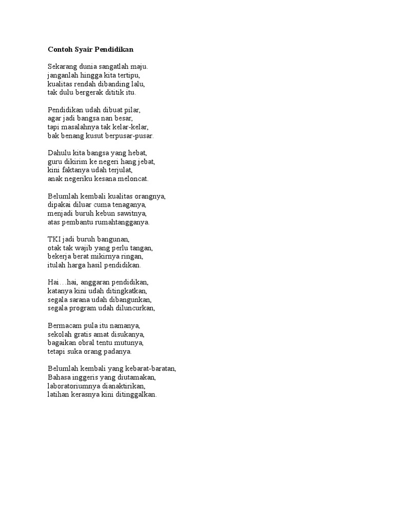 Contoh Syair Pendidikan | PDF