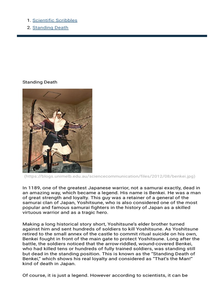 The Legend of Benkei's Standing Death | PDF | Games & Activities ...