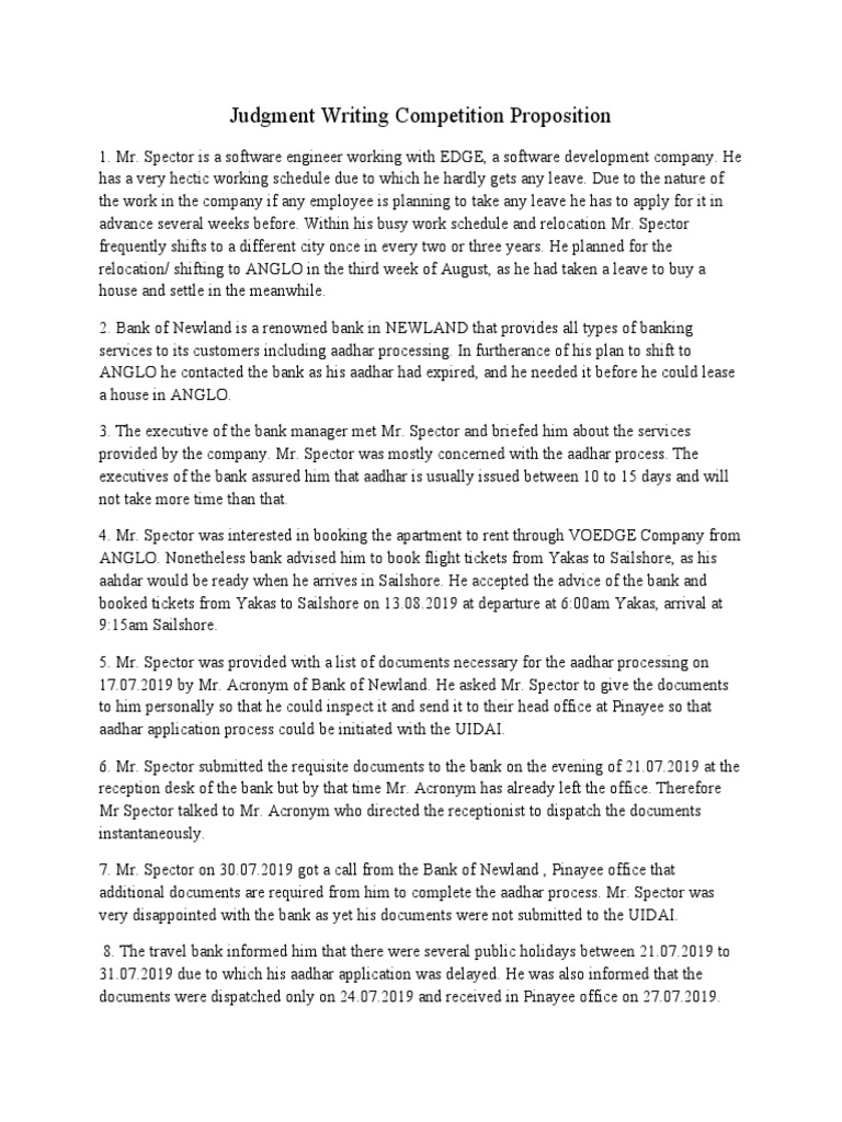 Judgment Writing Proposition | PDF | Lawsuit | Social Institutions