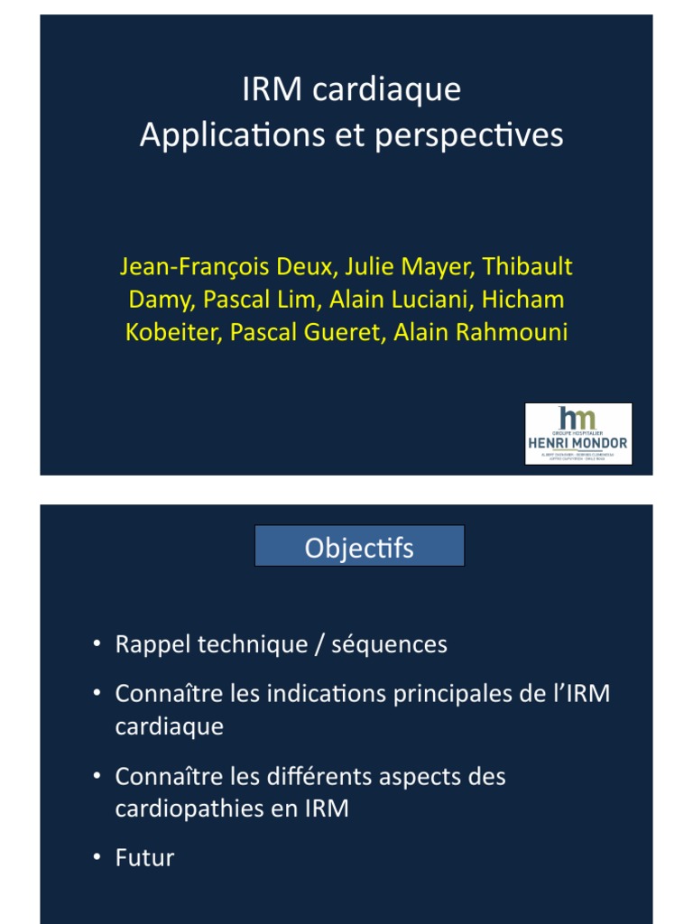 IRM Coeur Cours General | PDF | Imagerie par résonance magnétique ...