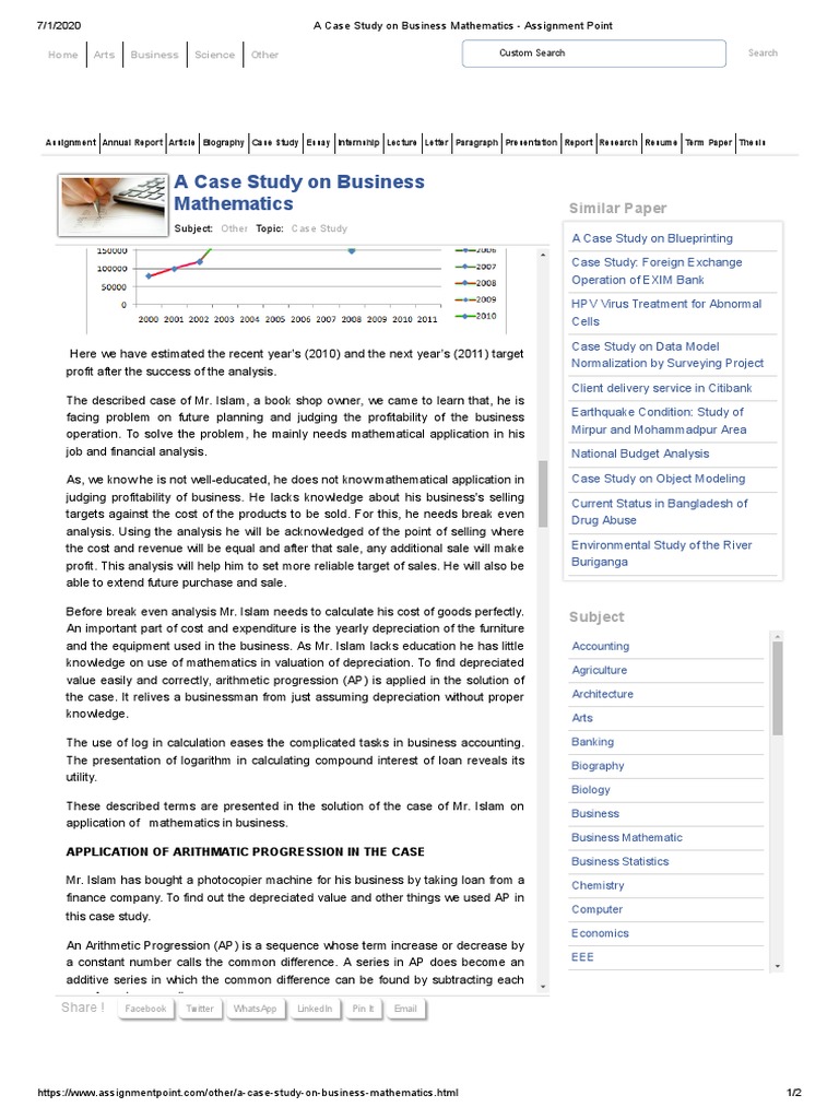A Case Study On Business Mathematics - Assignment Point | PDF ...