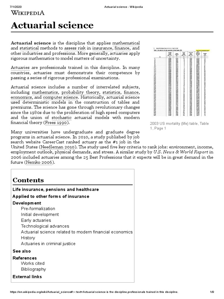 Actuarial Science | PDF | Actuarial Science | Actuary