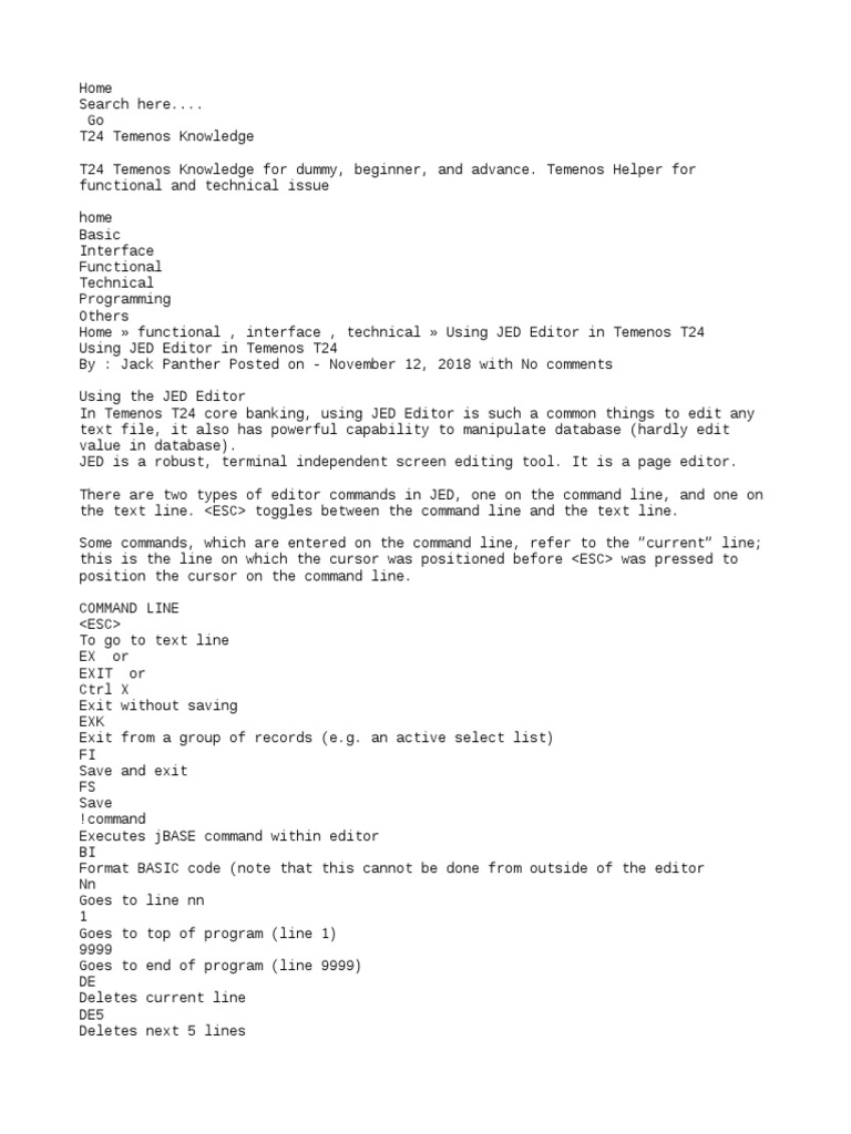Jed Commands | PDF | Command Line Interface | Software