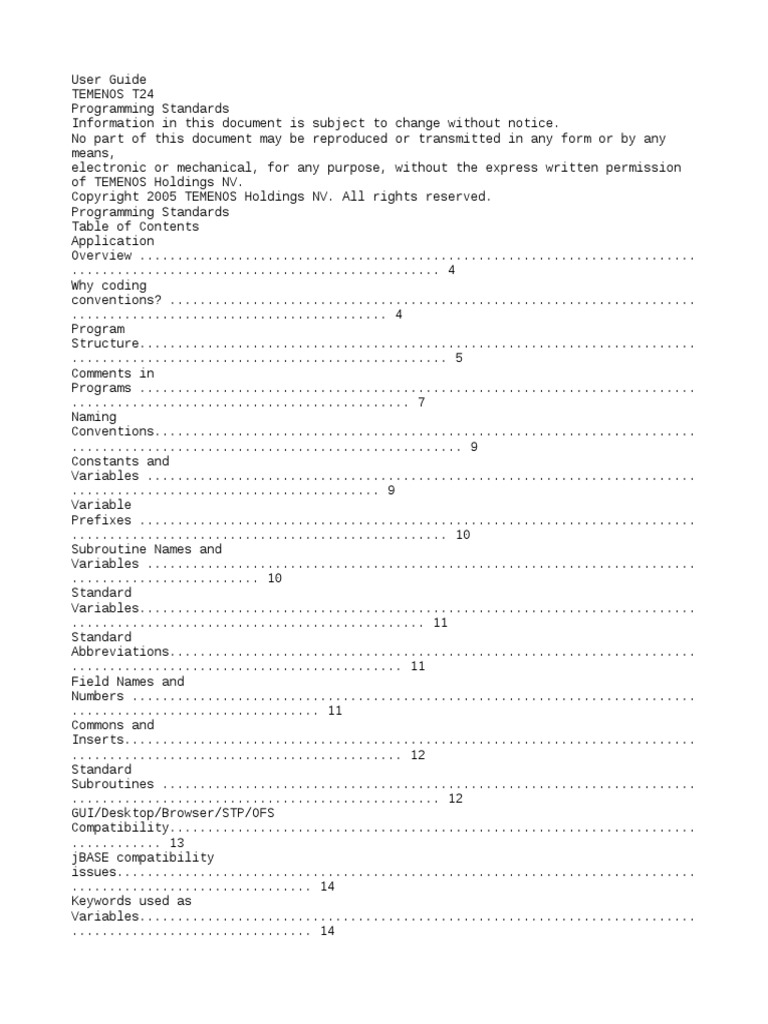 t24 Programing Standards | PDF | Subroutine | Parameter (Computer Programming)