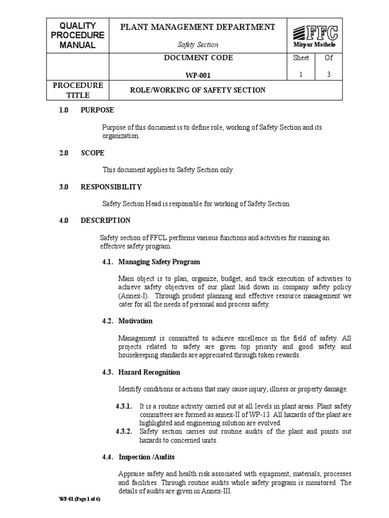 Safety Procedure PDF | PDF | Safety | Fire Safety