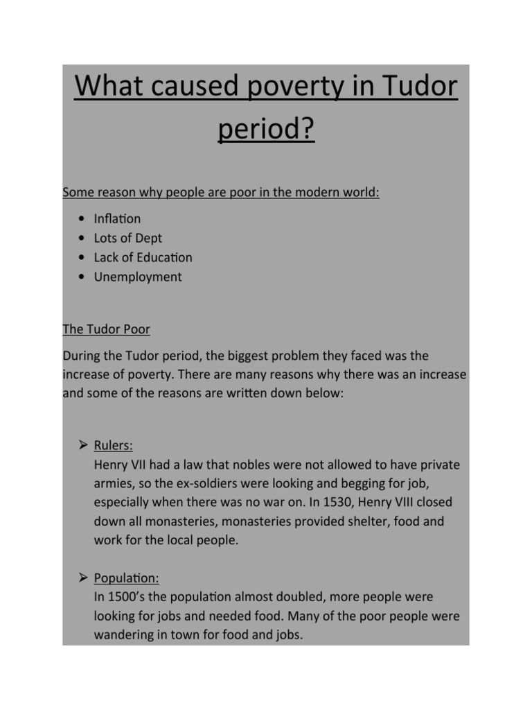 The Tudor Poor-What Caused Poverty | PDF | History
