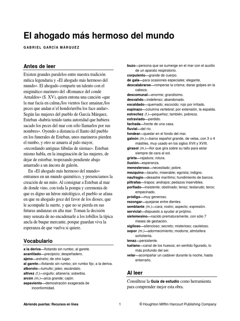 El Ahogado Mas Hermoso Garcia Marquez | PDF | Medusa | Gabriel García ...