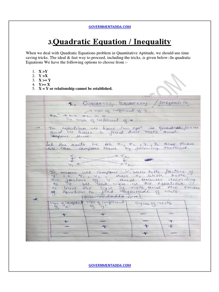 Quadratic Equation Tricks | PDF | Equations | Algebra