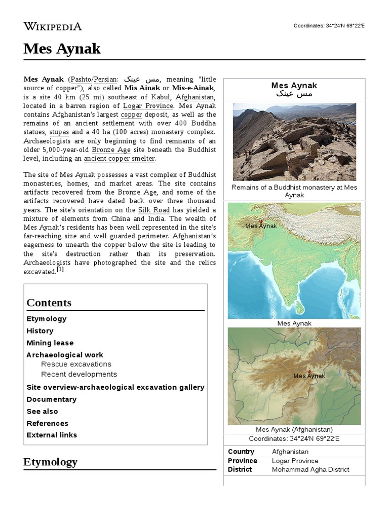 Mes Aynak (Pashto/Persian | PDF | Archaeology