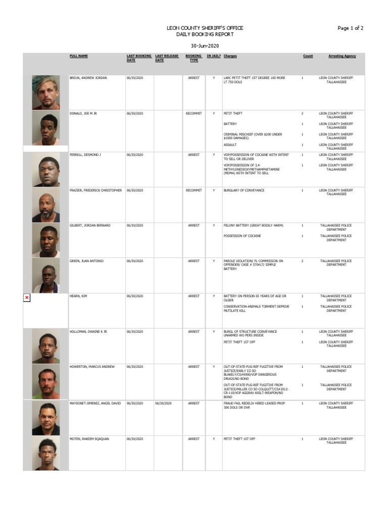 Booking Report 6-30-2020 | PDF | Theft | Battery (Crime)