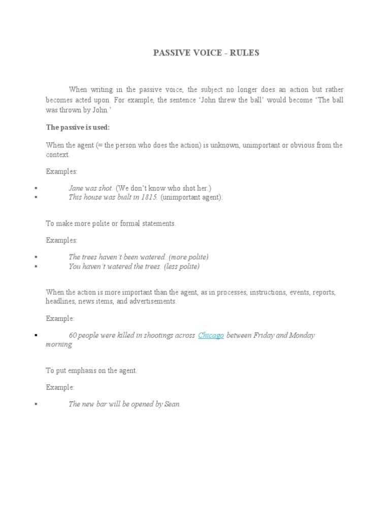 Understanding Passive Voice Rules | PDF | Language Arts & Discipline ...