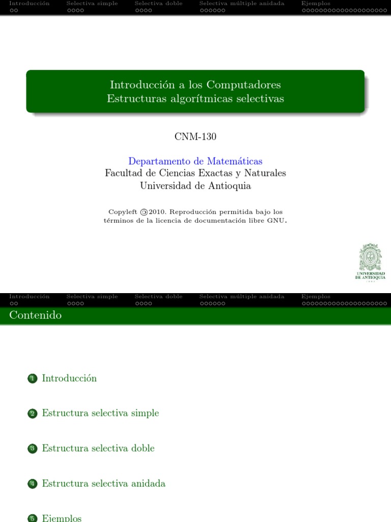 Estructuras Selectivas en Programación | PDF | Enseñanza de matemática | Desarrollo de software