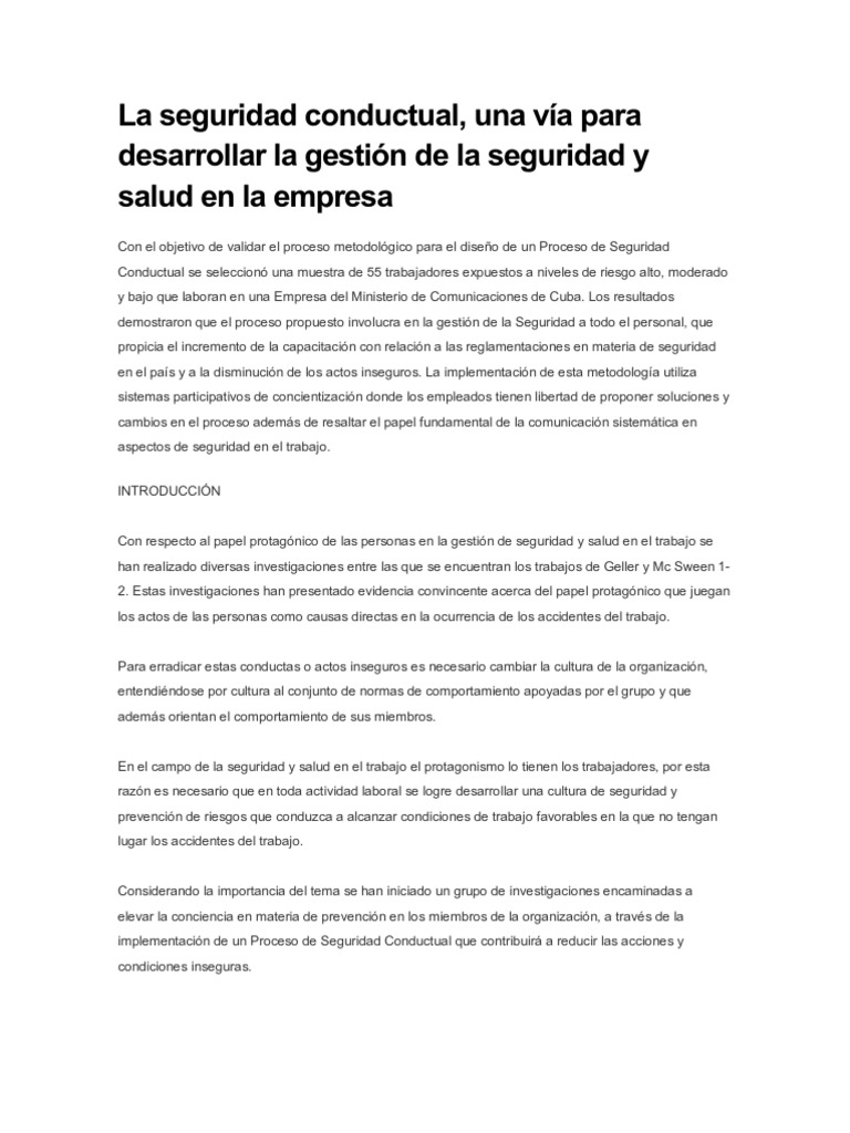 La Seguridad Conductual | PDF | Comportamiento | Diseño