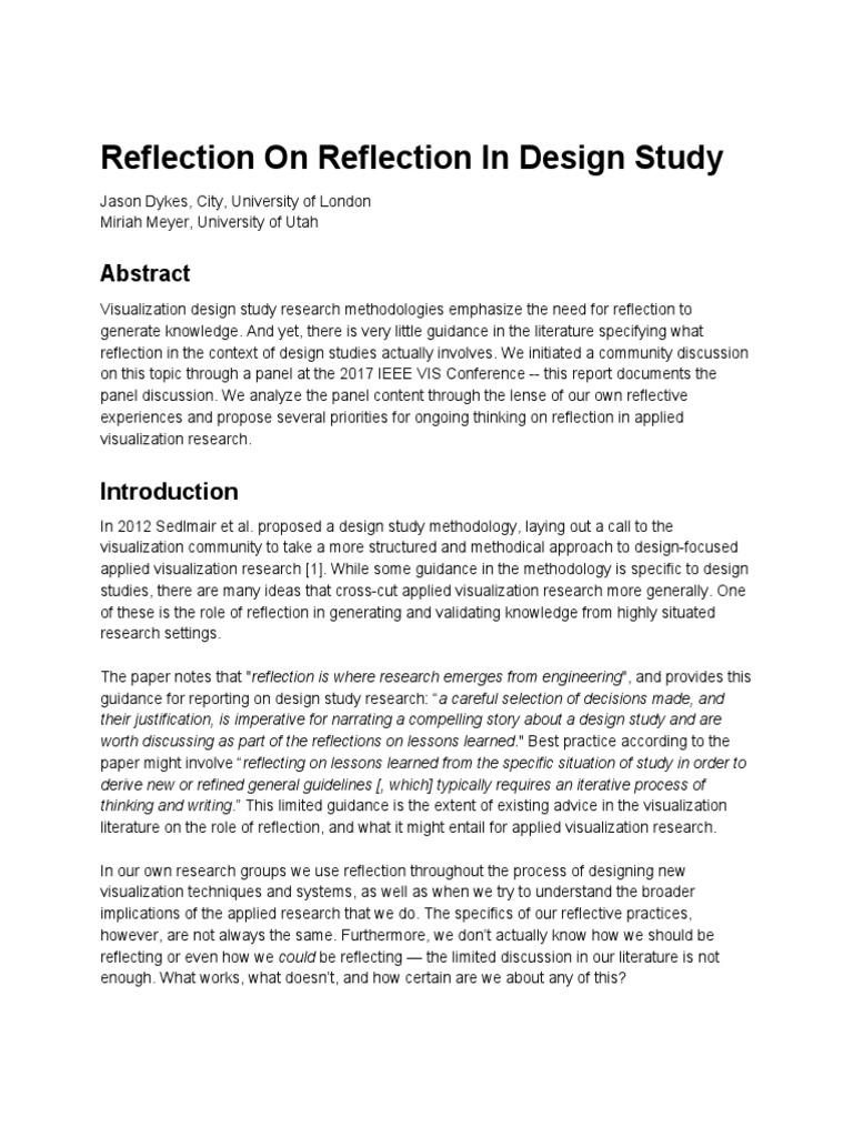 Reflection On Reflection in Design Study | PDF | Visualization ...