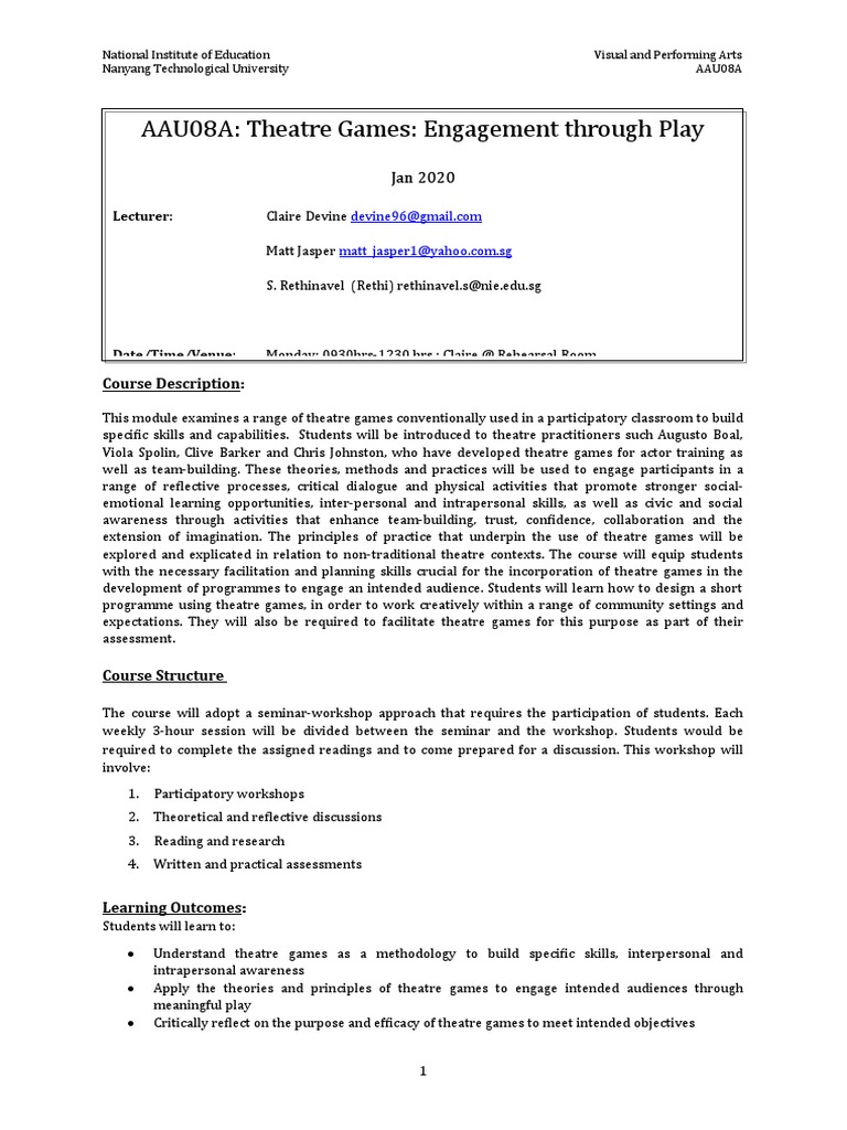 Theatre Games Engagement Through Play | PDF | Plagiarism | Academic ...