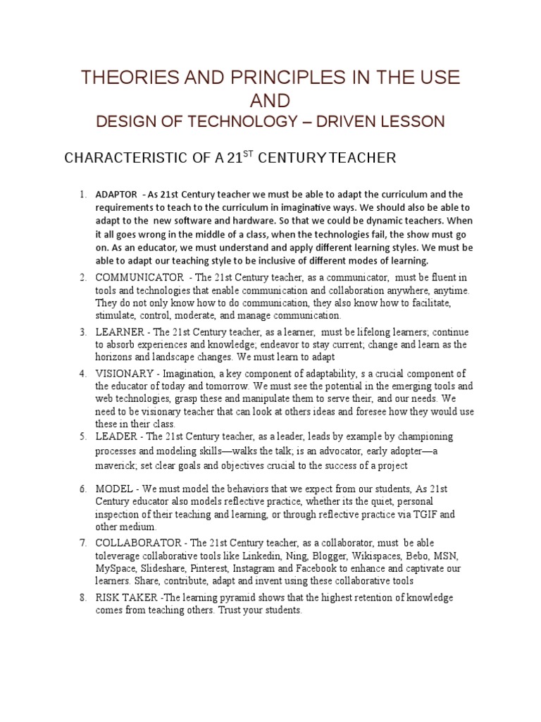 Theories and Principles in The Use of Technology | PDF | Learning ...