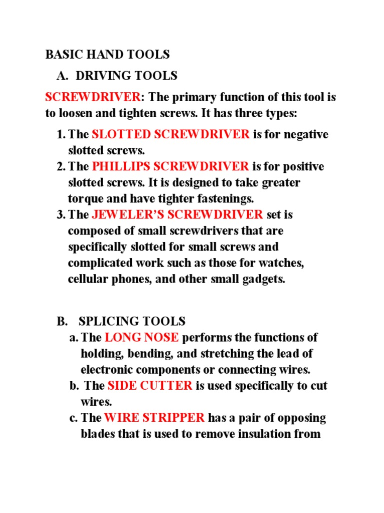 Screwdriver Slotted Screwdriver Phillips Screwdriver | PDF