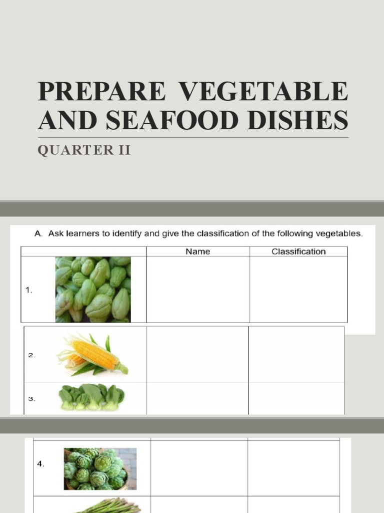 Prepare Vegetable and Seafood Dishes | PDF | Vegetables | Potato