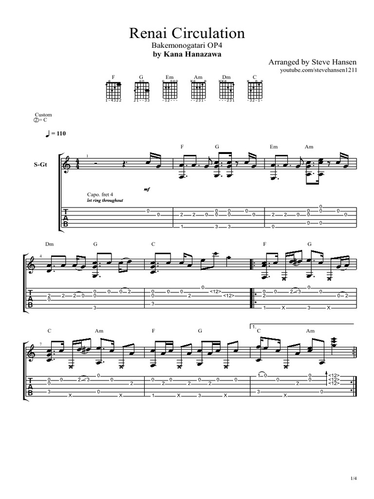 Renai Circulation Sheet Music Guide | PDF | Chordophones | String ...