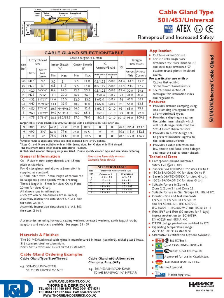 Universal Hawke Cable Gland Zone 1 & 2 (ATEX) C M32 22.0 33.0mm | PDF ...